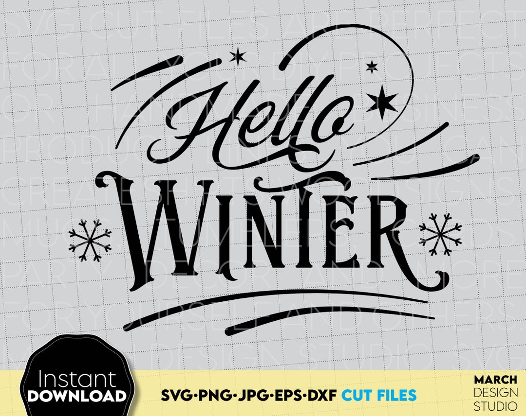 Hello Winter SVG, Christmas SVG, Seasons Greetings Sign SVG, Winter Svg ...