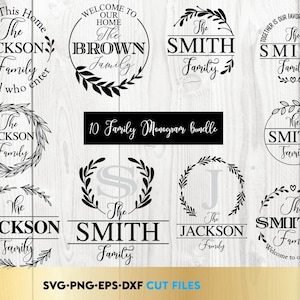 Circle Monogram Svg, Family Name Monogram, Wreath Monogram Frame Svg ...