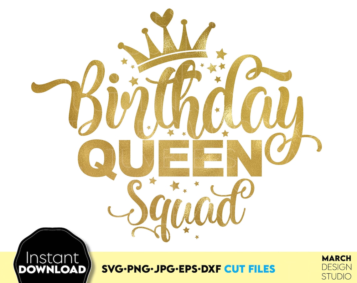 Birthday Queen SVG | Gold Glitter Crown Graphics (digital Download) - Etsy