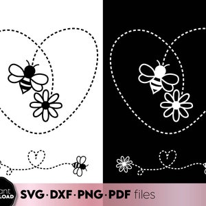 Daisy Svg Png - Bee Svg - Heart Dotted Line Svg - Honeybee Bumblebee ...