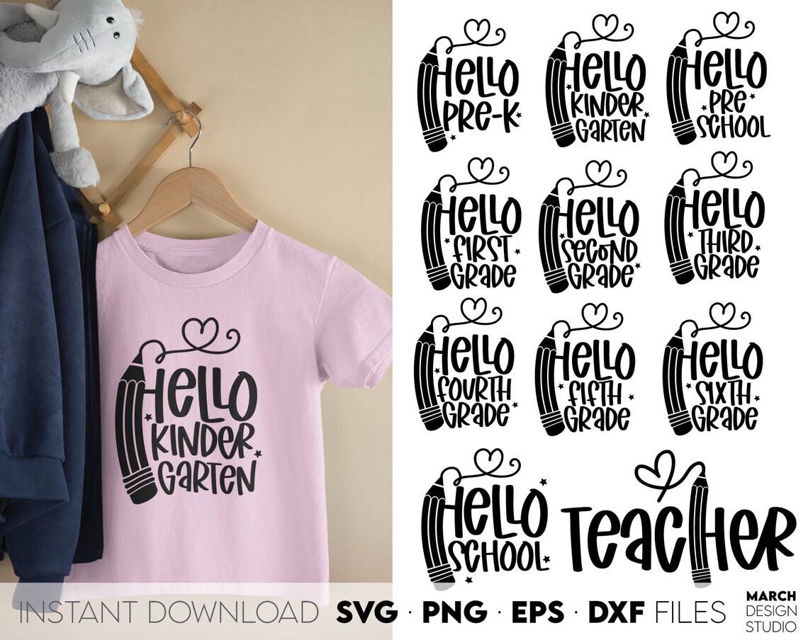 Hello School SVG Bundle Back to School SVG Cut Files - Etsy