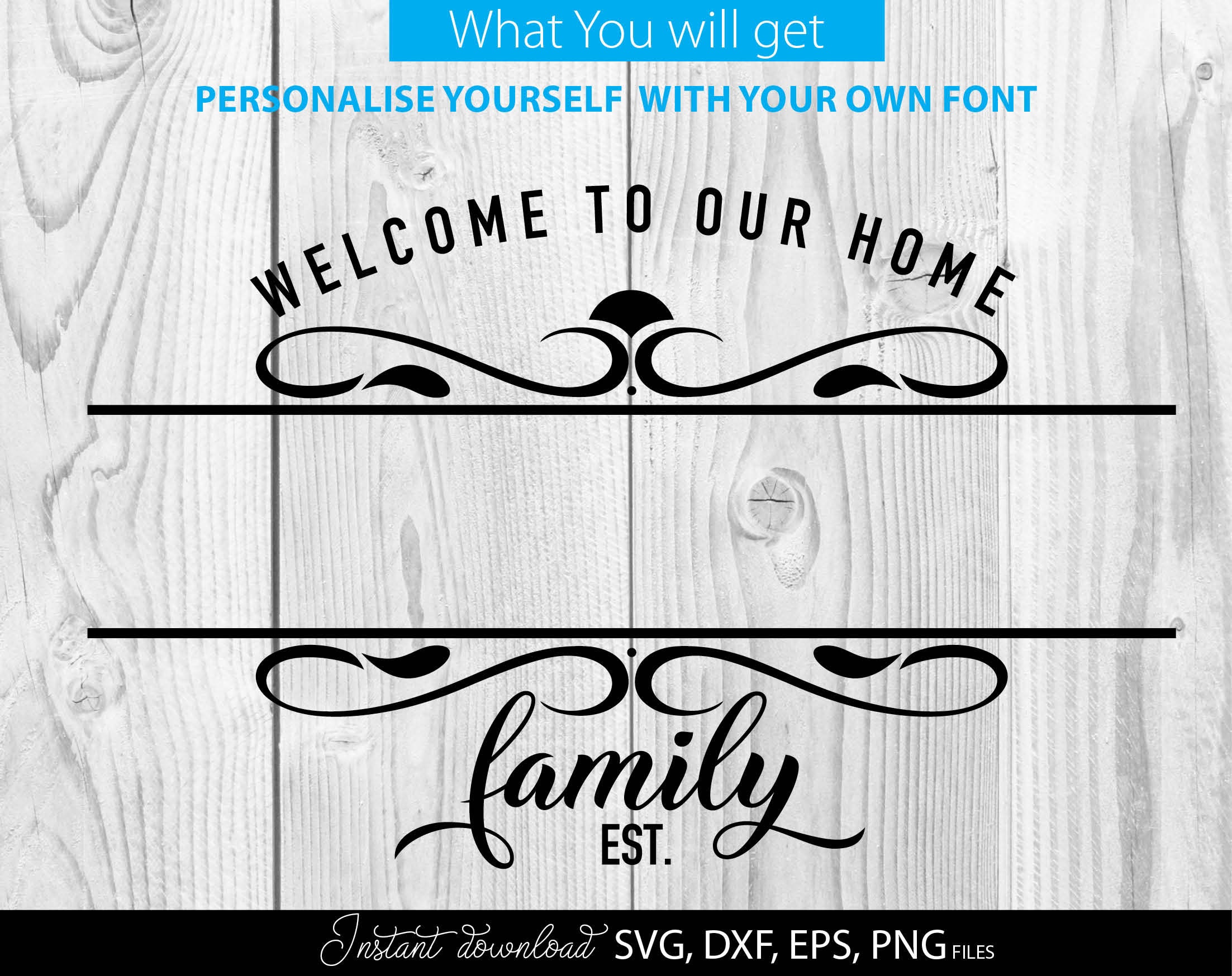 Family Name Sign SVG Split Monogram SVG Welcome Sign SVG - Etsy