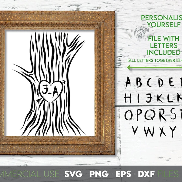 Tree With Initials Svg - Etsy