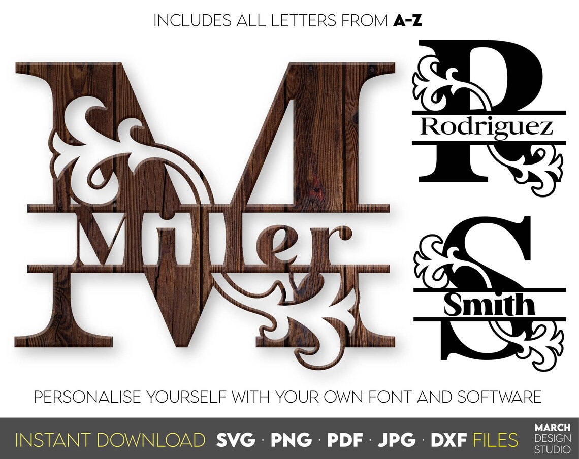 Split Monogram SVG Monogram Fonts SVG Family Monogram SVG - Etsy