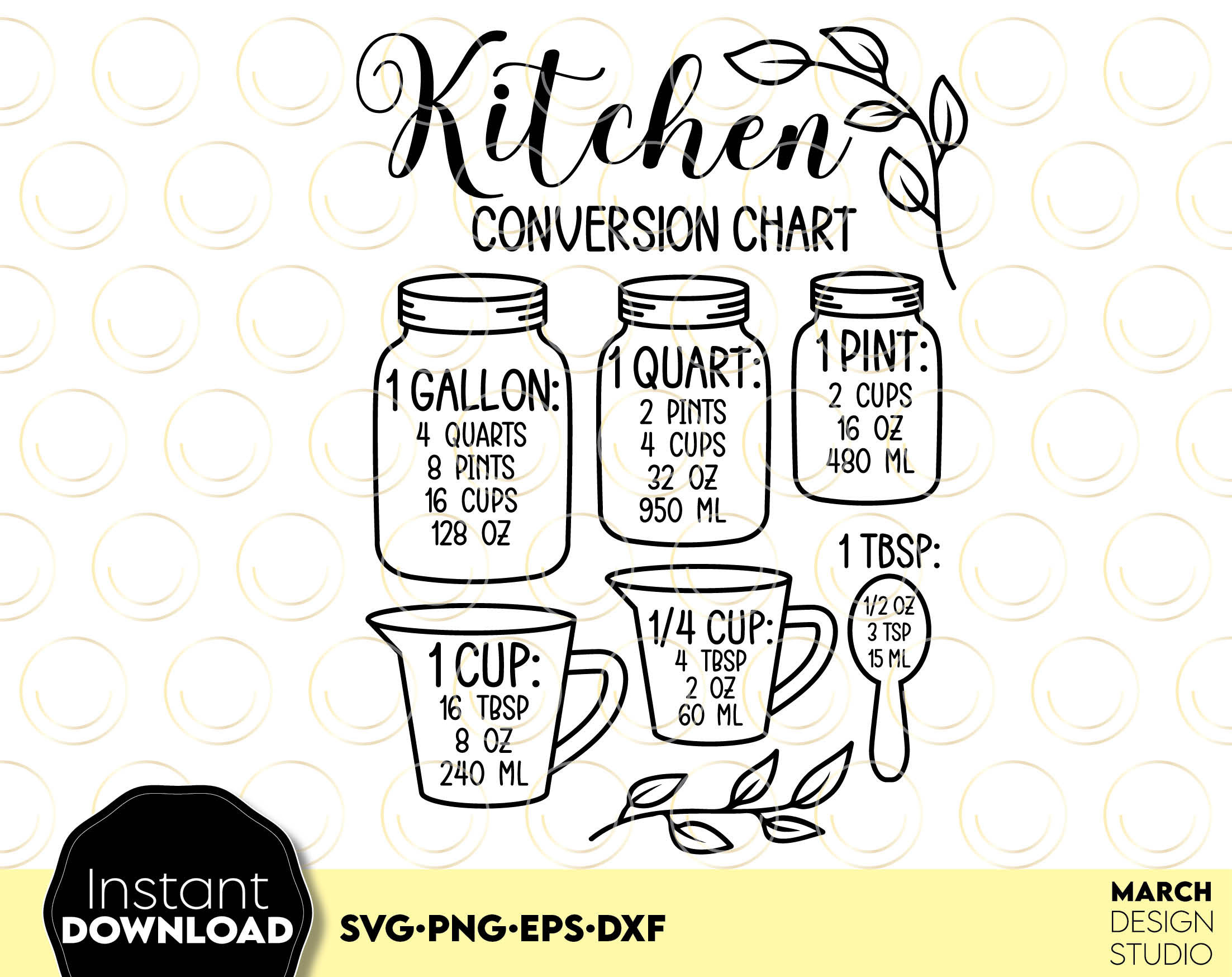 Kitchen Conversion Chart SVG Kitchen Sign SVG Kitchen Wall - Etsy