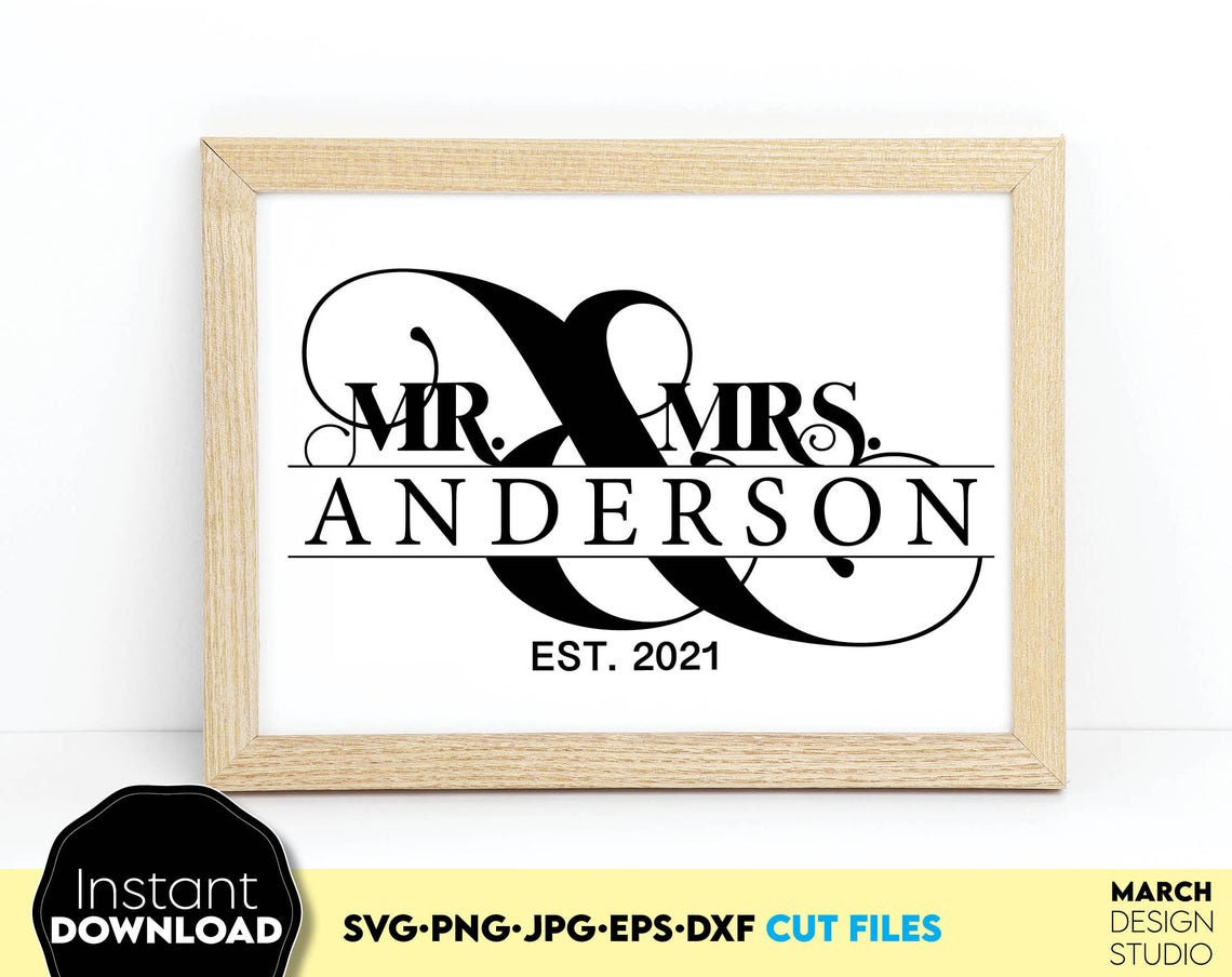 Mr and Mrs Est Svg Wedding Monogram Svg Family Monogram Svg - Etsy