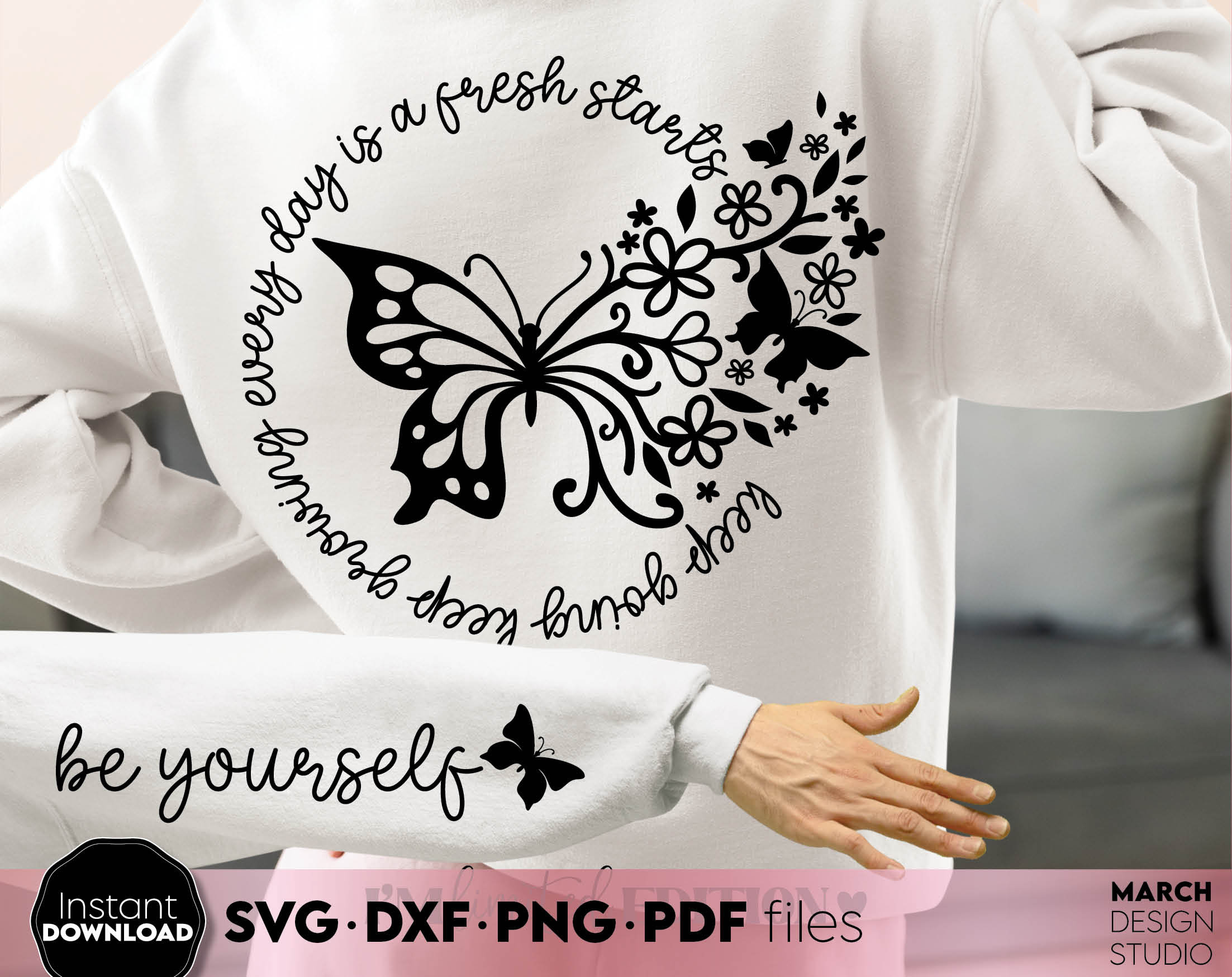 Be Yourself Butterfly SVG PNG, Motivational Quote Design (digital ...