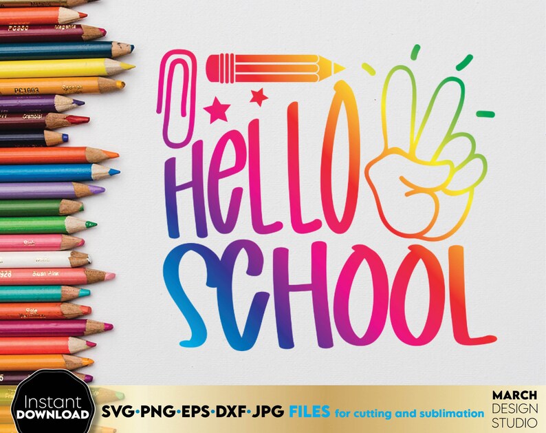 Hello School SVG Bundle: Back to School Cut Files (digital Download ...