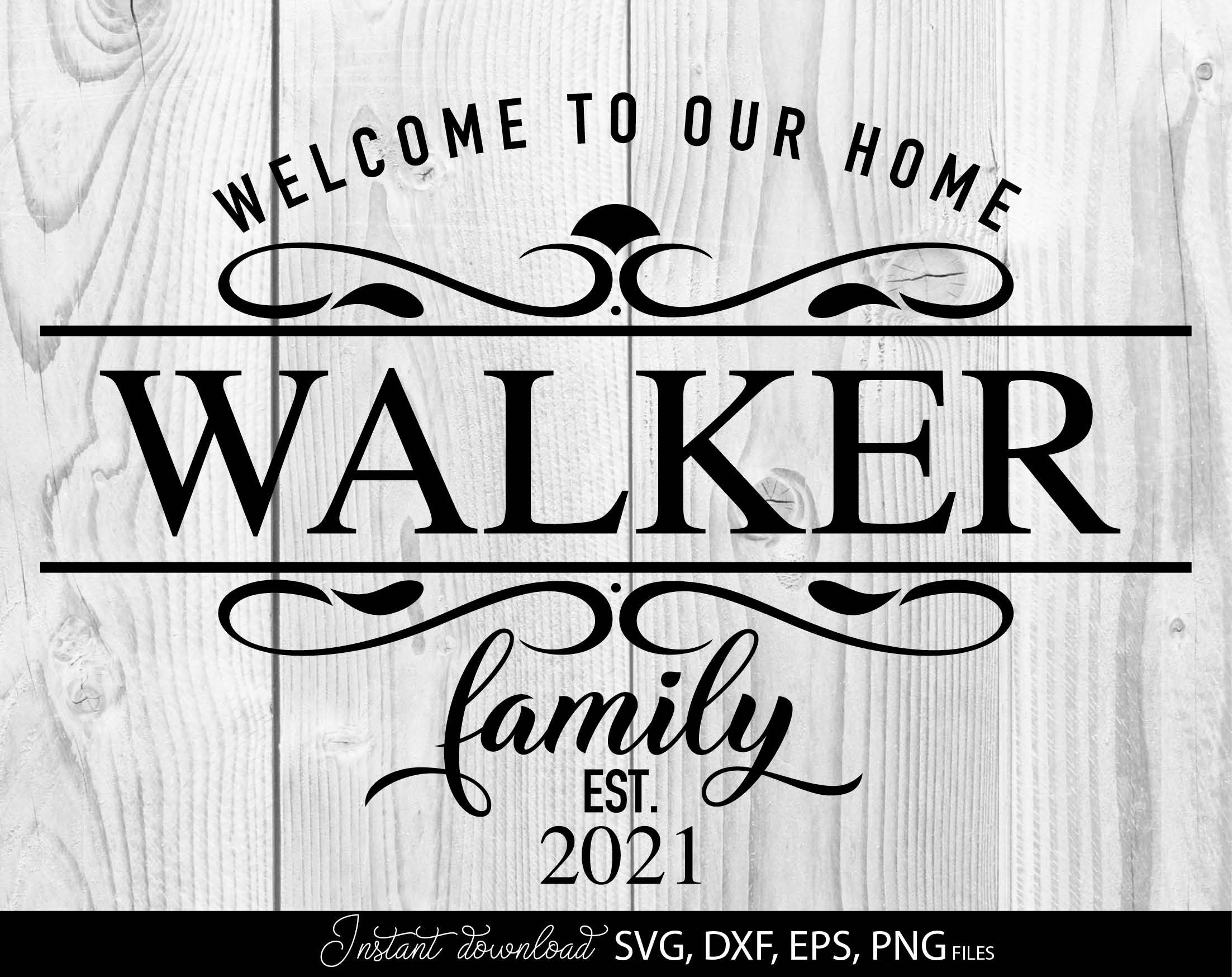 Family Name Sign SVG Split Monogram SVG Welcome Sign SVG - Etsy