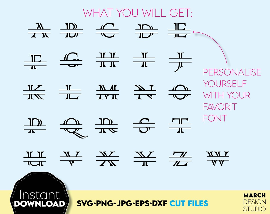 Split Monogram Bundle Svg Split Monogram SVG Split Monogram | Etsy
