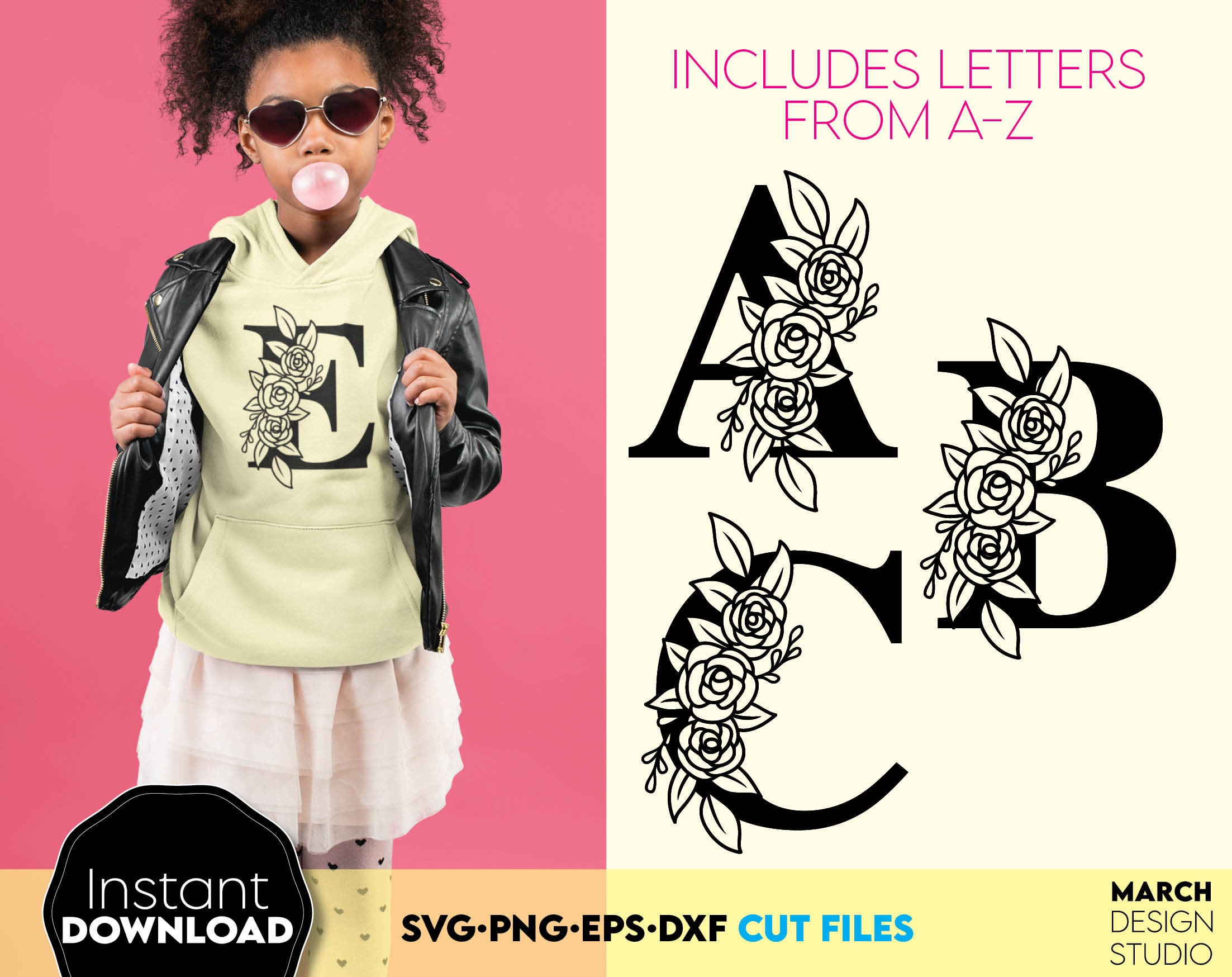 Floral Alphabet SVG Floral Monogram Font SVG Floral - Etsy