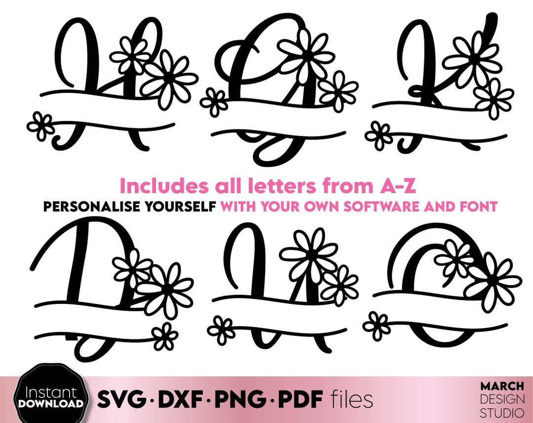 Floral Monogram SVG Bundle Flower Letters SVG Floral Alphabet SVG ...
