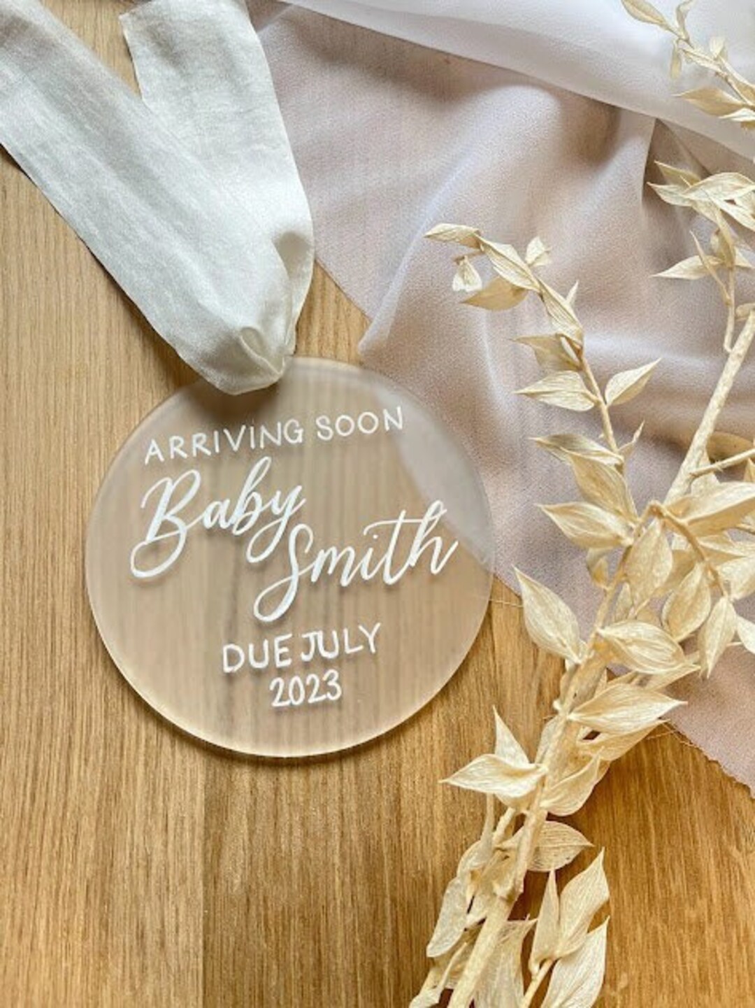 Pregnancy Announcement Disc for Photos Calligraphy Personalised ...