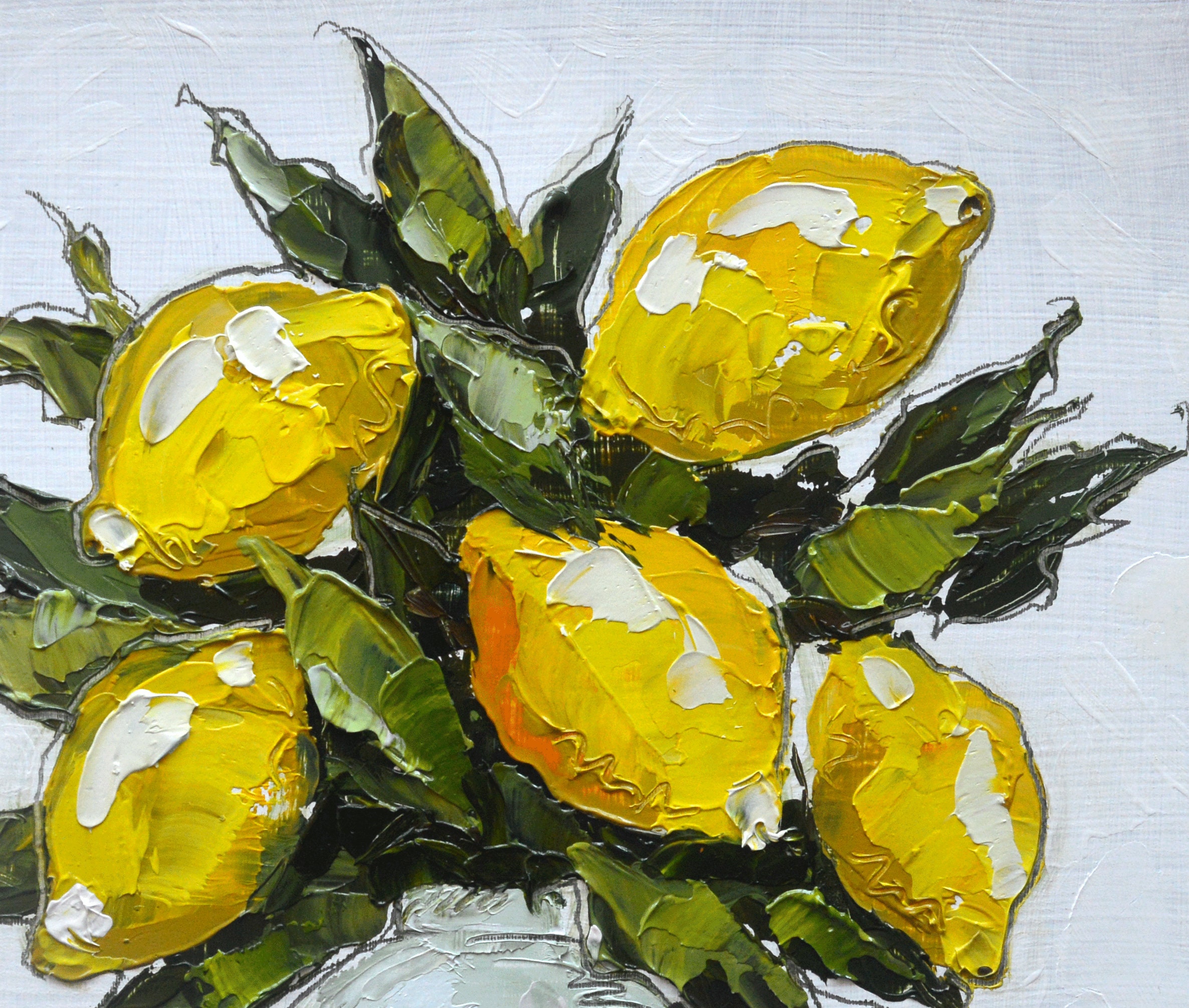 Lemon still life oil Painting Citrus Original Art Lemon tree | Etsy