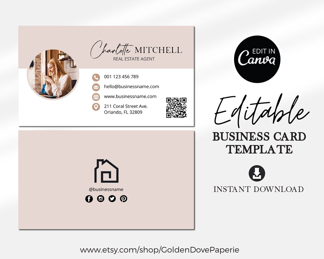 Business Card Design With QR Code, Simple Business Card Template, Real ...