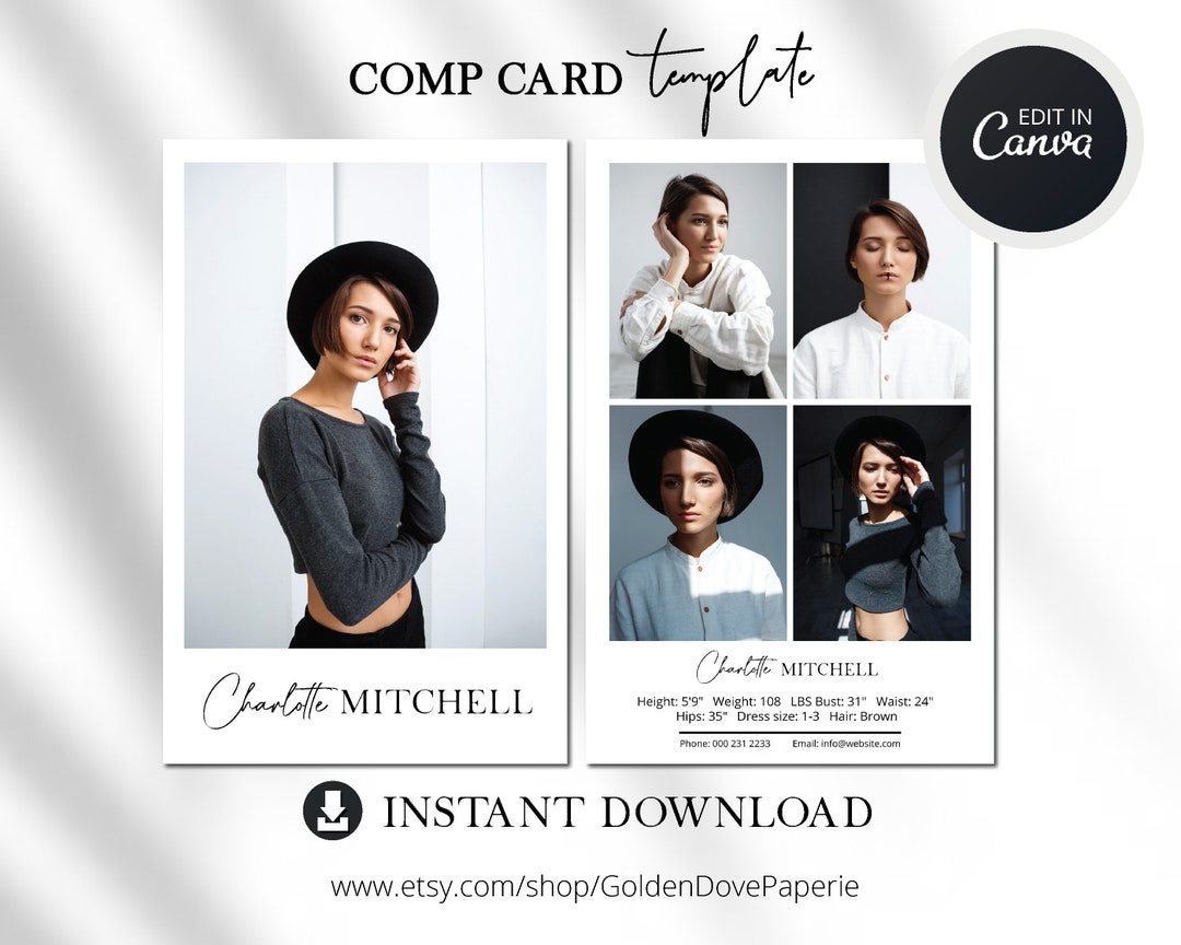 COMP CARD TEMPLATE - Canva Template - Comp Card Easy Editable Template ...