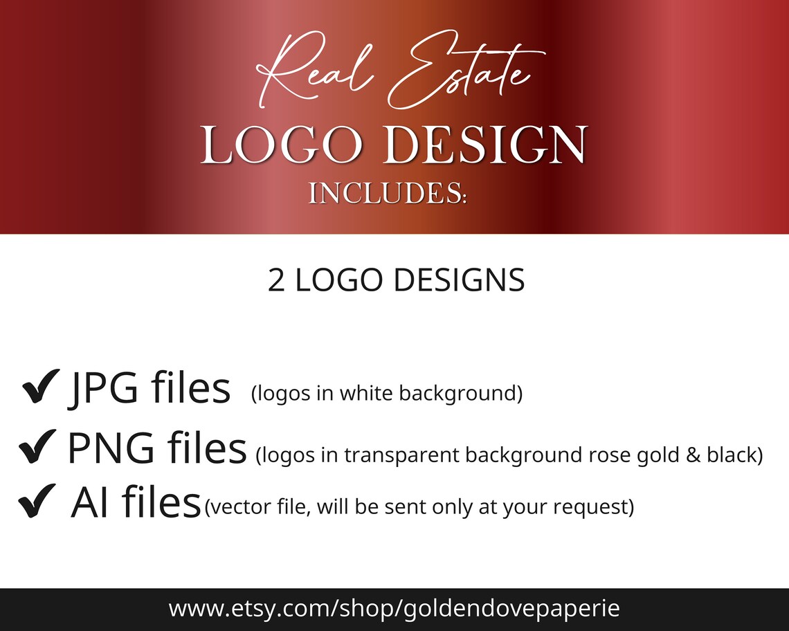 REAL ESTATE LOGO Rose Gold Logo House Logo Realtor Logo | Etsy