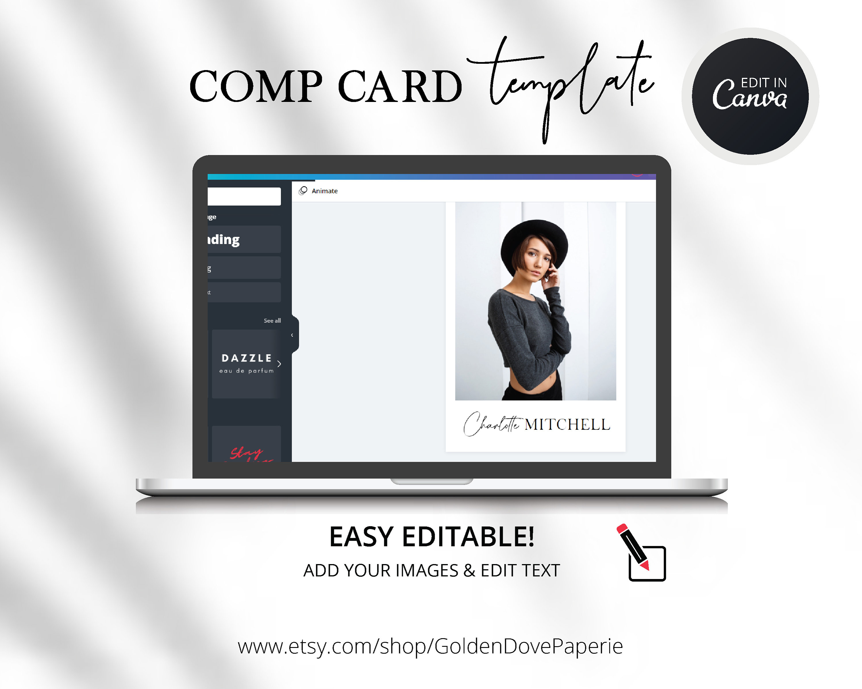 ZED CARD Comp Card Template Model Comp Card Photocard - Etsy