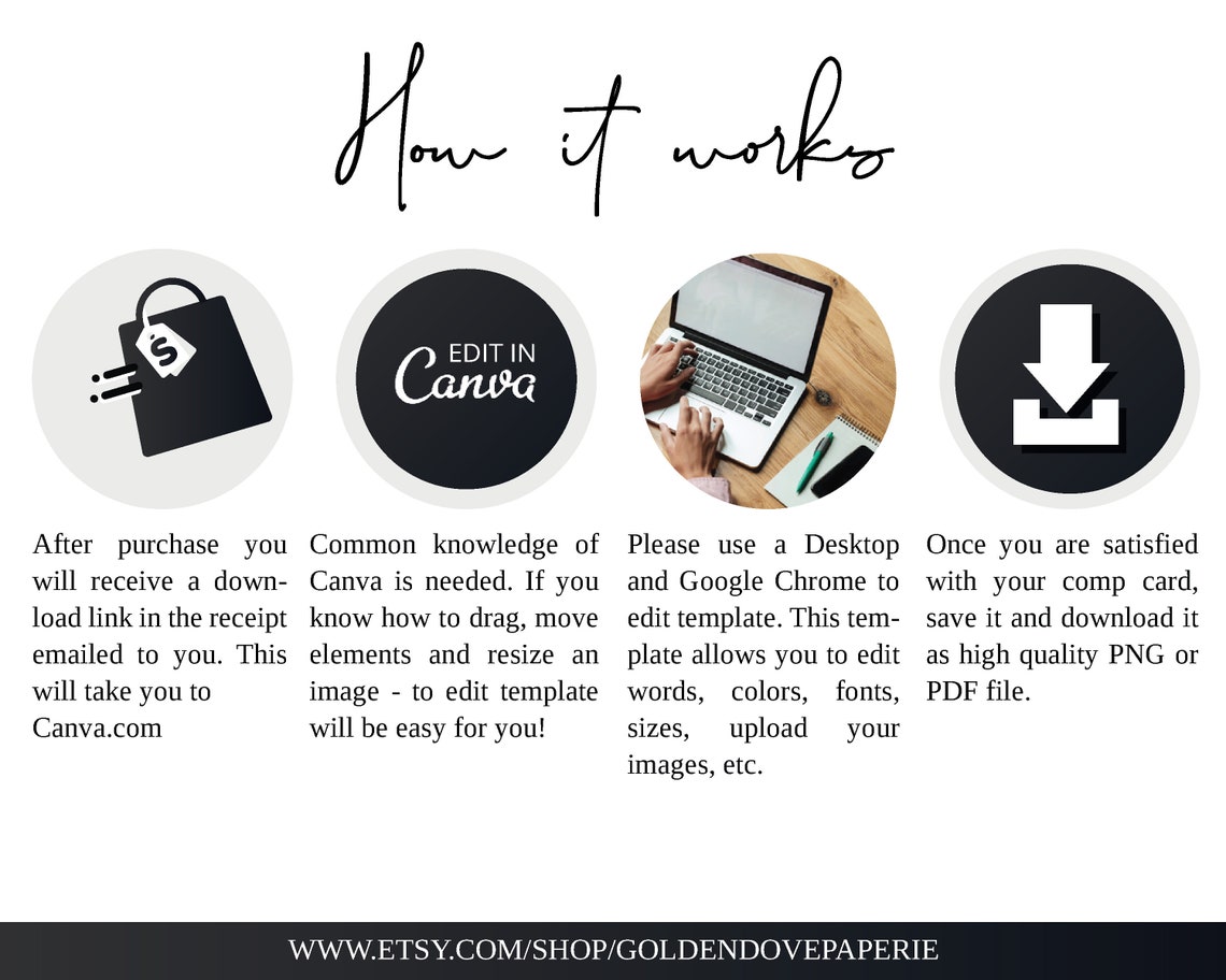 COMP CARD TEMPLATE Canva Template Comp Card Easy Editable - Etsy