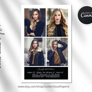 COMP CARD TEMPLATE - Canva Template - Comp Card Easy Editable Template ...