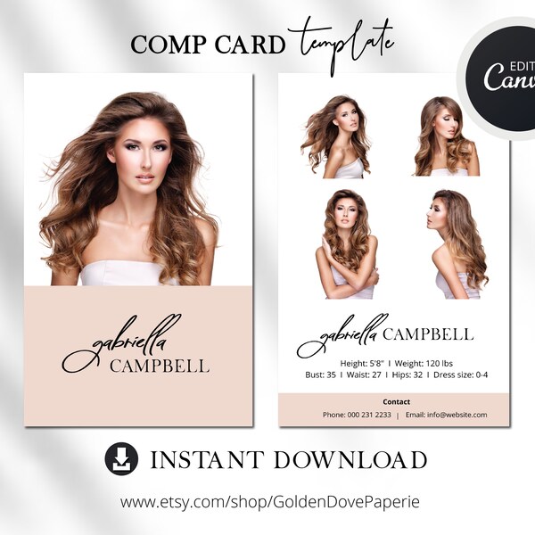 Pageant Comp Card Template - Etsy
