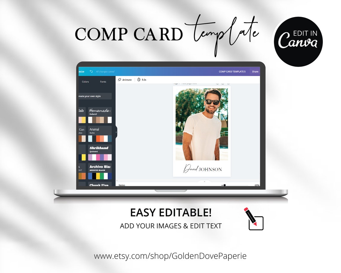 COMP CARD TEMPLATE Model Comp Card Fashion Model Comp Card - Etsy