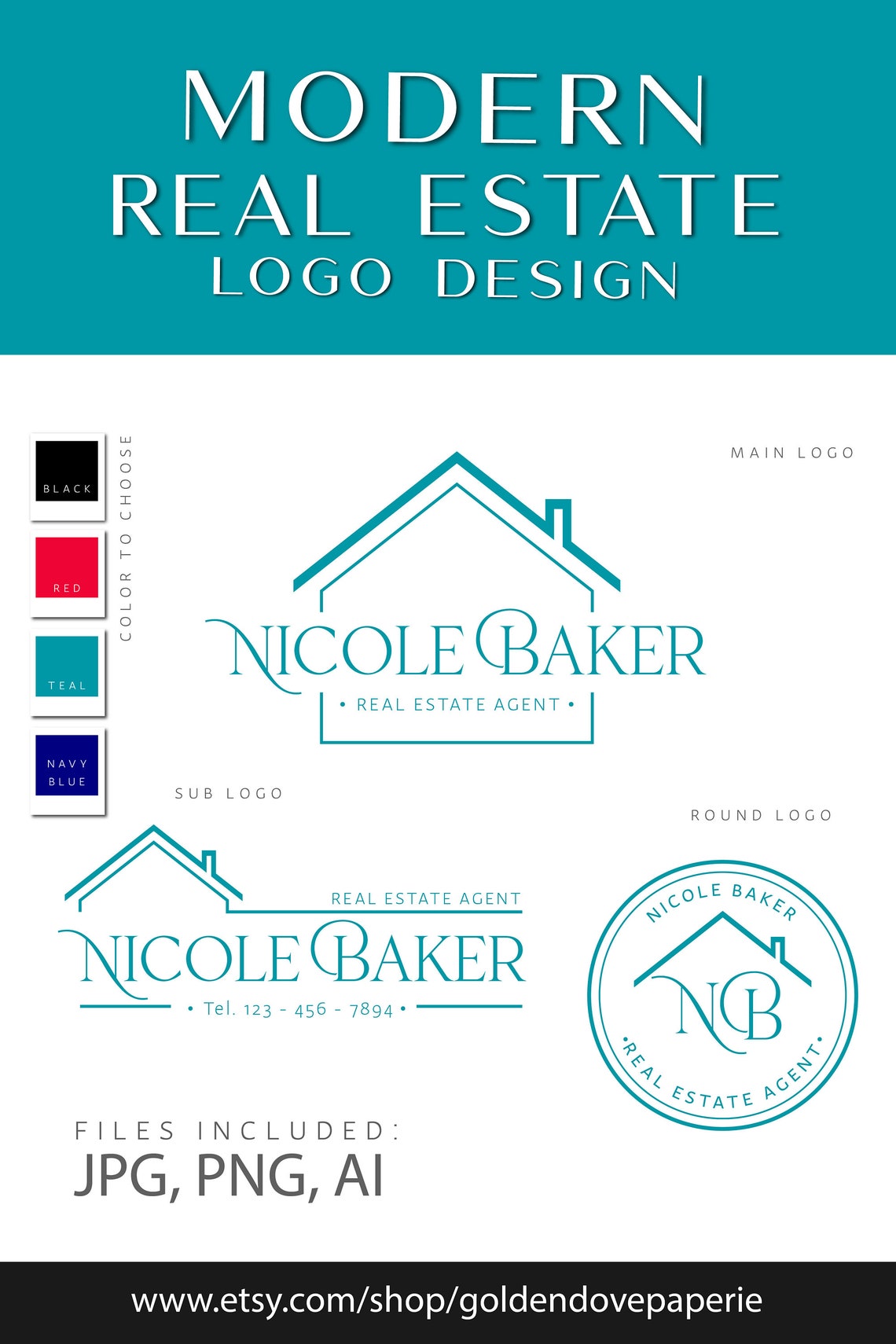 REAL ESTATE LOGO branding kit Realtor Logo Circle Logo | Etsy