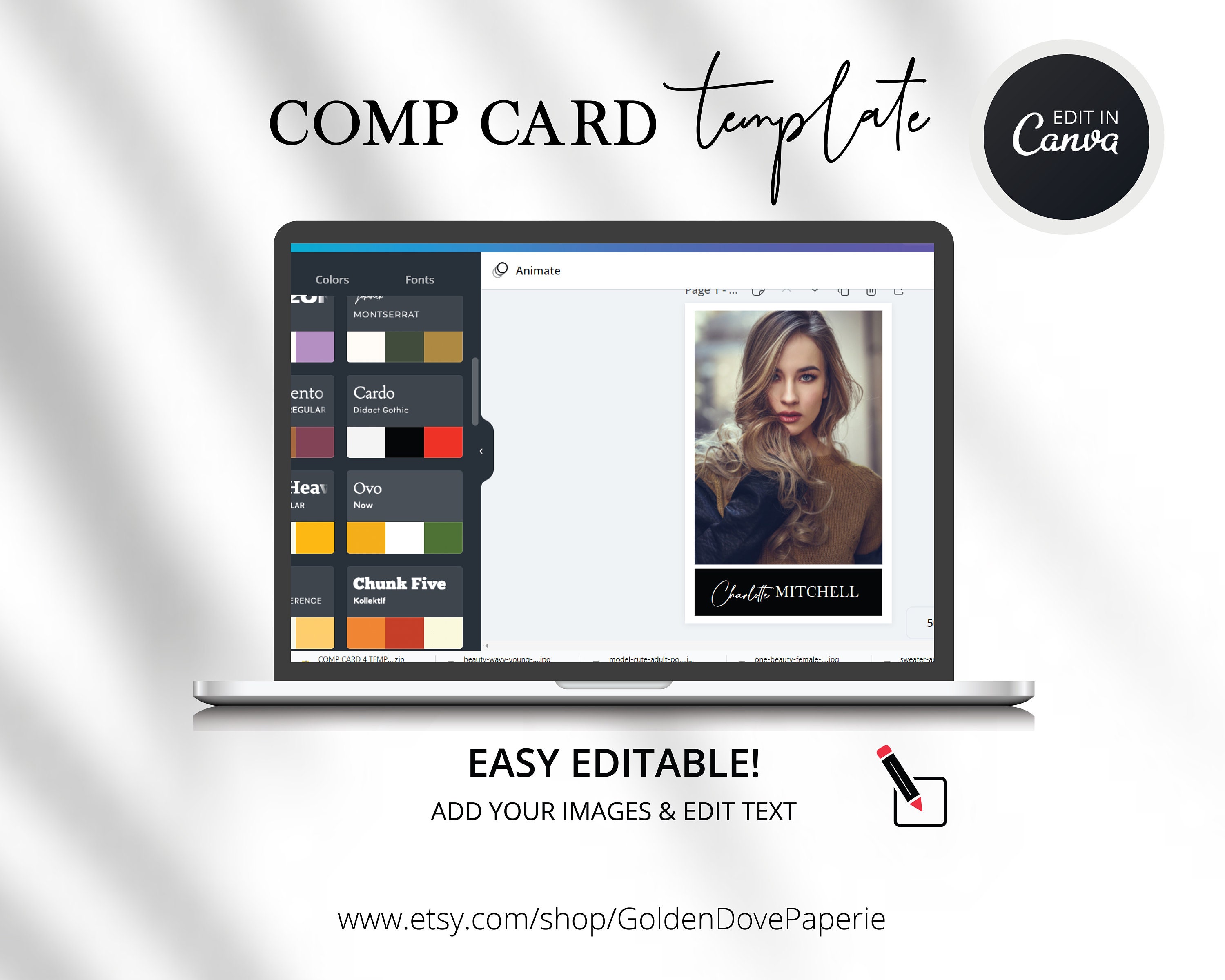 COMP CARD TEMPLATE Canva Template Comp Card Easy Editable - Etsy