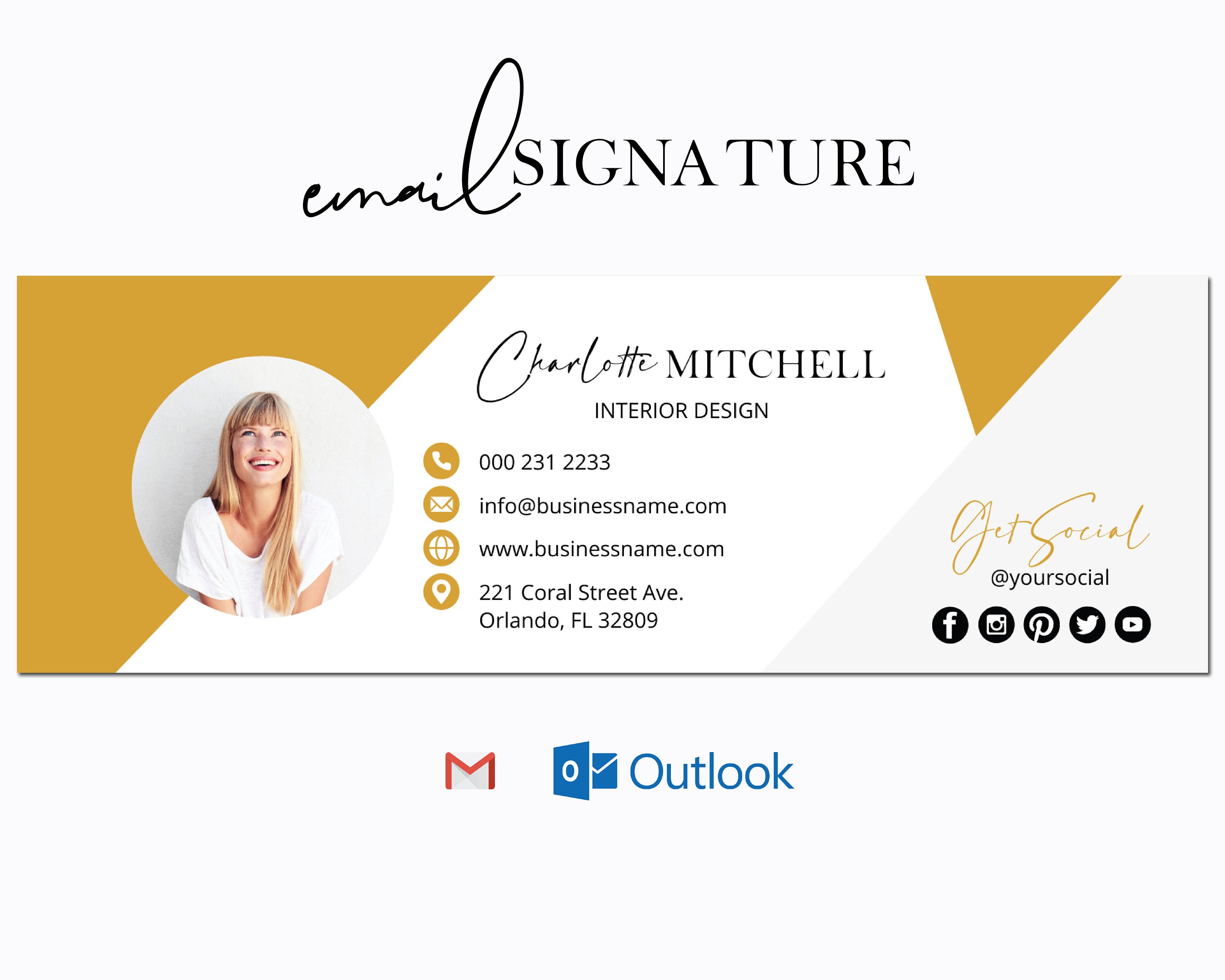 EMAIL SIGNATURE TEMPLATE with Picture Gmail signature | Etsy