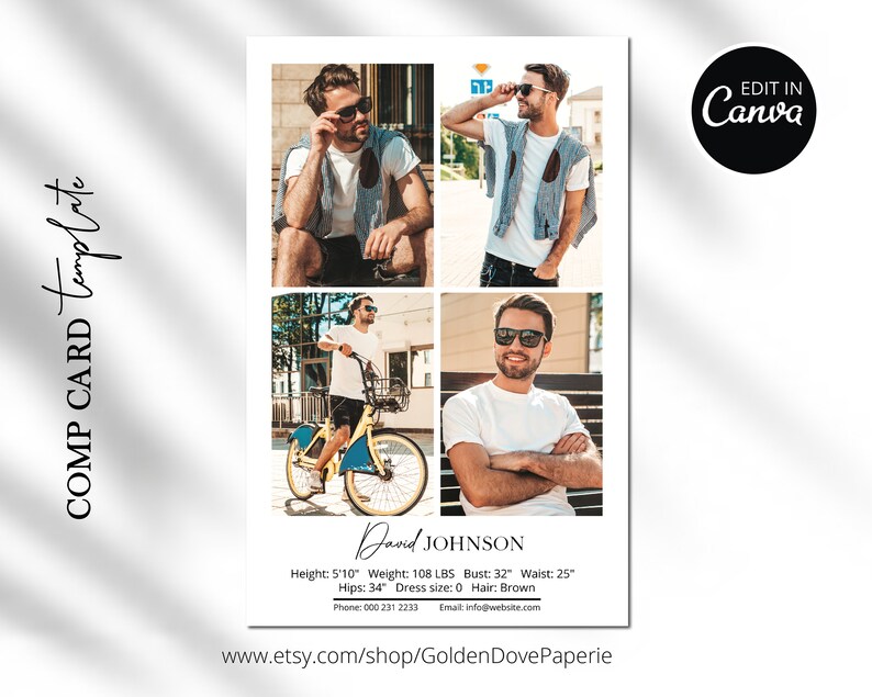 COMP CARD TEMPLATE Model Comp Card Fashion Model Comp Card - Etsy