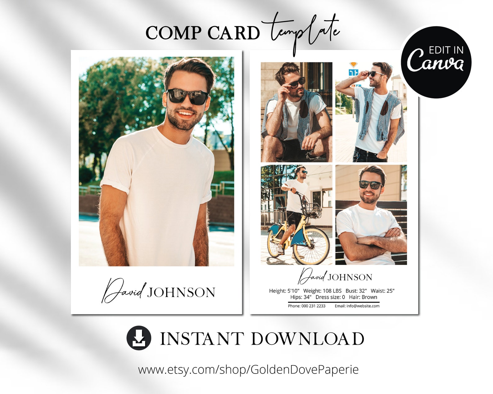 COMP CARD TEMPLATE Model Comp Card Fashion Model Comp Card - Etsy
