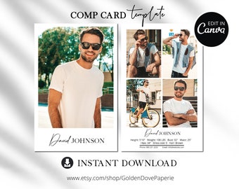 COMP CARD TEMPLATE - Canva Template - Comp Card Easy Editable Template ...