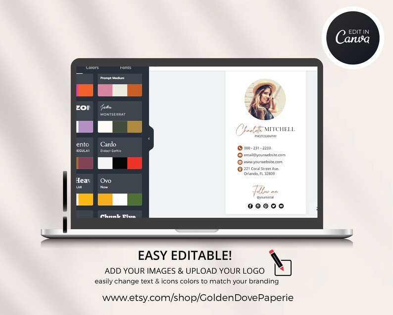 BUSINESS CARD DESIGN Canva Template Personalized Card - Etsy