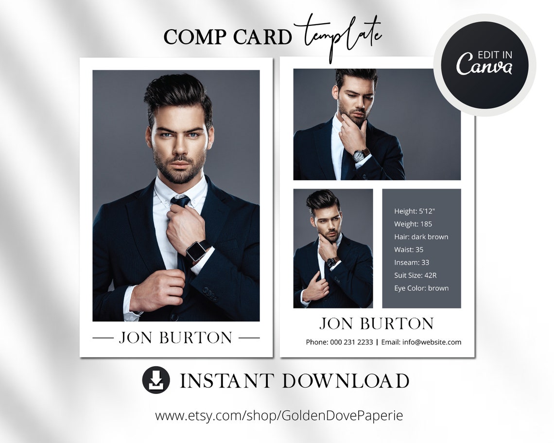 ZED CARD Comp Card Template Model Comp Card Photocard | Etsy