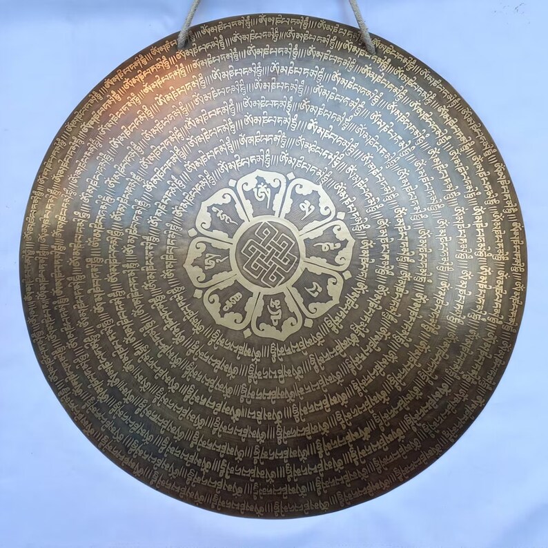 Gong From Nepal With Buddhist Symbols Handmade Gong 50 Cm Nepali Gong ...