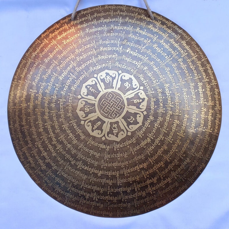 Gong From Nepal With Buddhist Symbols | Handmade Gong 50 Cm | Nepali ...