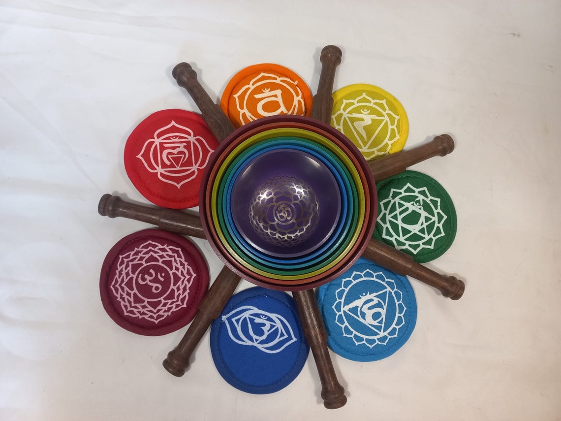 7 Chakra Original Singing Bowls Nepal Handmade Meditation Gift Set for ...