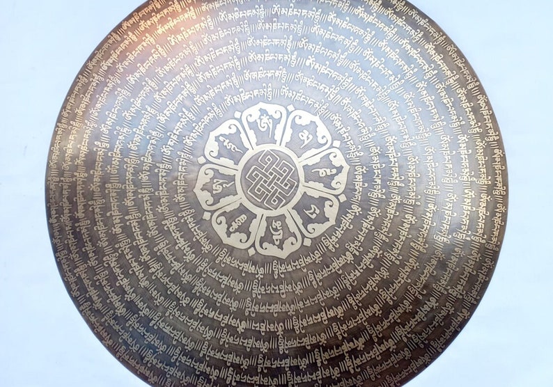 Gong From Nepal With Buddhist Symbols | Handmade Gong 50 Cm | Nepali ...