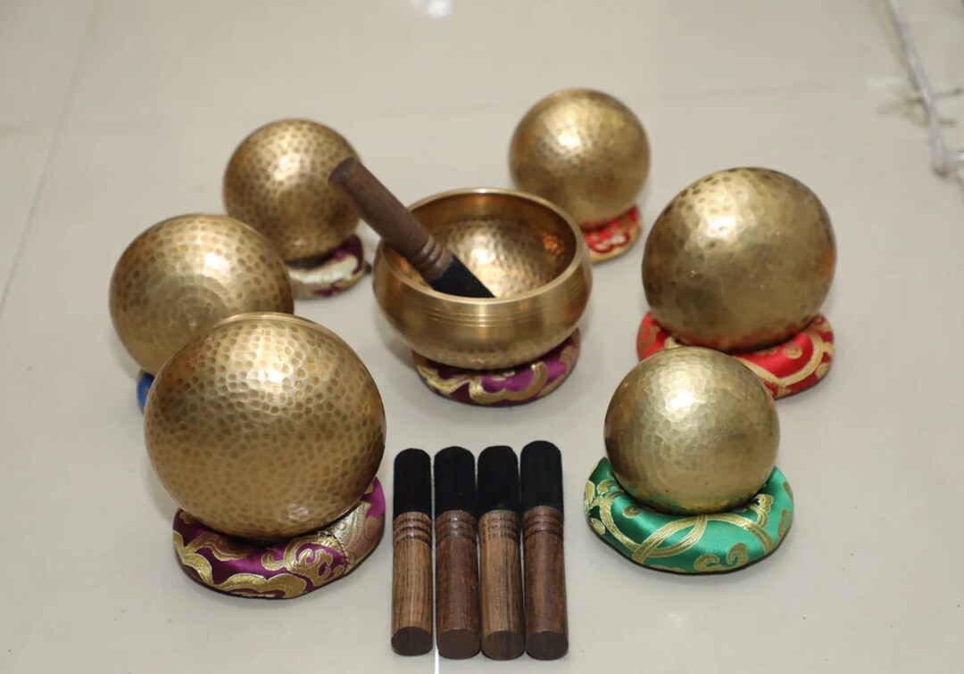 7 Chakra Original Singing Bowls Nepal Handmade Meditation Gift Set for ...