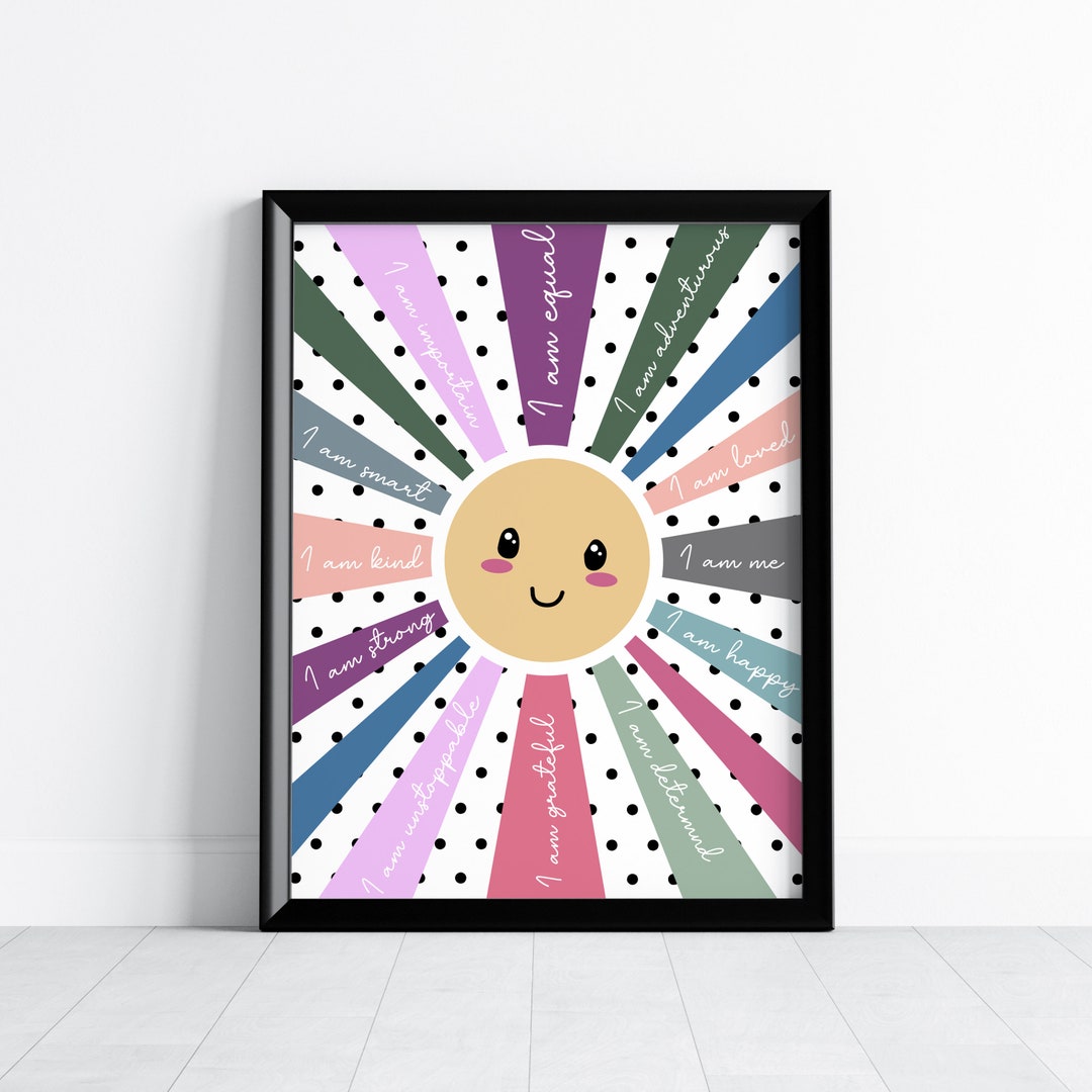 Children's Inspirational Quotes Sun Wall Art Prints Bedroom Nursery ...