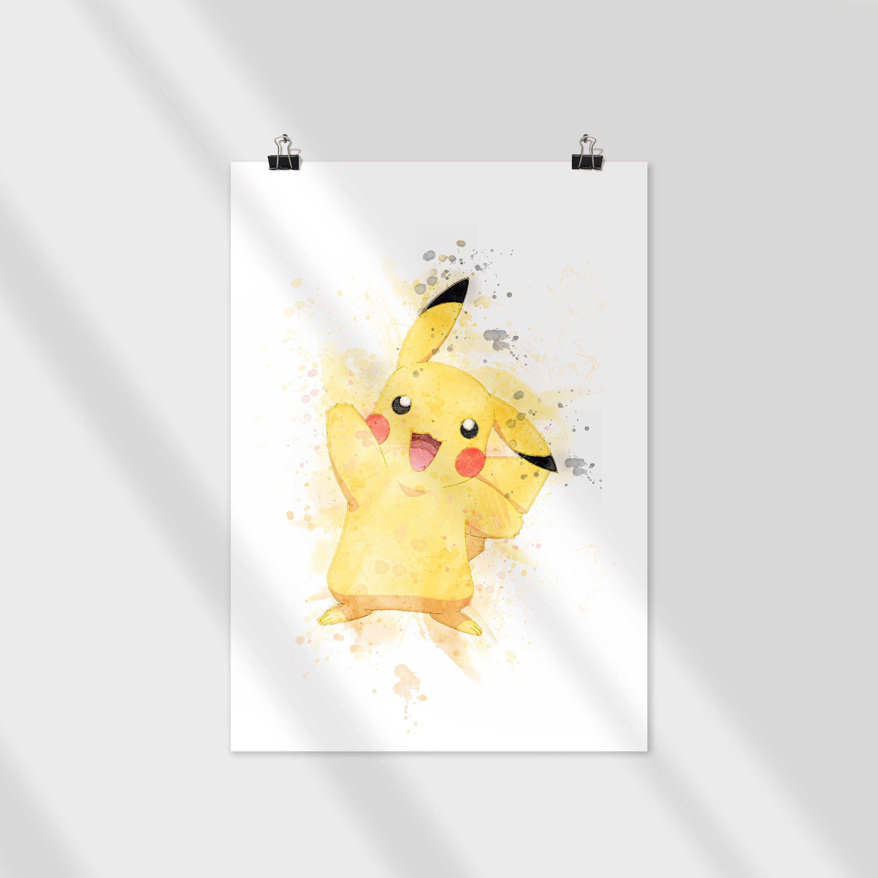 Pokemon Print PIKACHU Watercolour Splash Art Character - Etsy UK