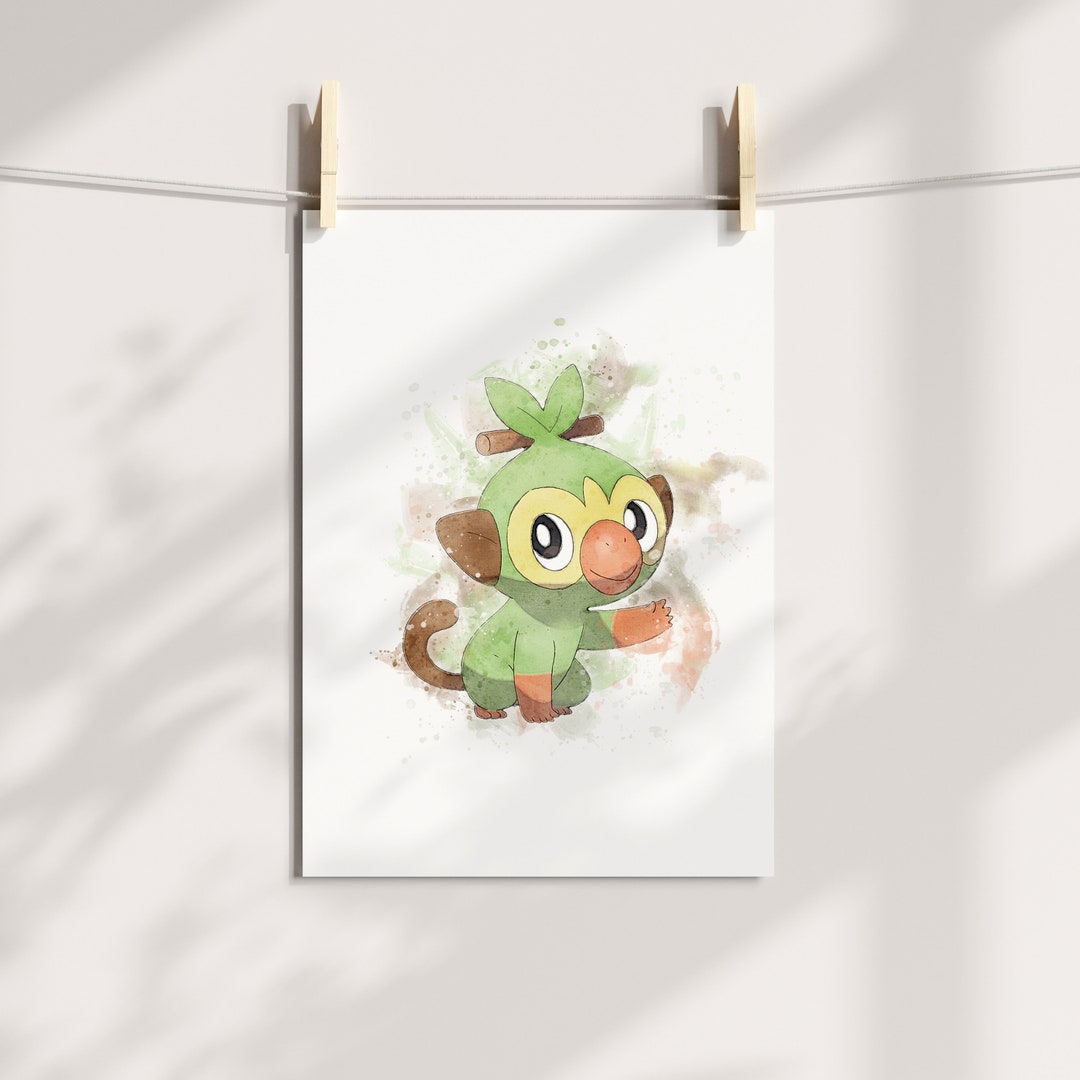 Pokemon Print GROOKEY, Watercolour Splash Art, Character Poster ...