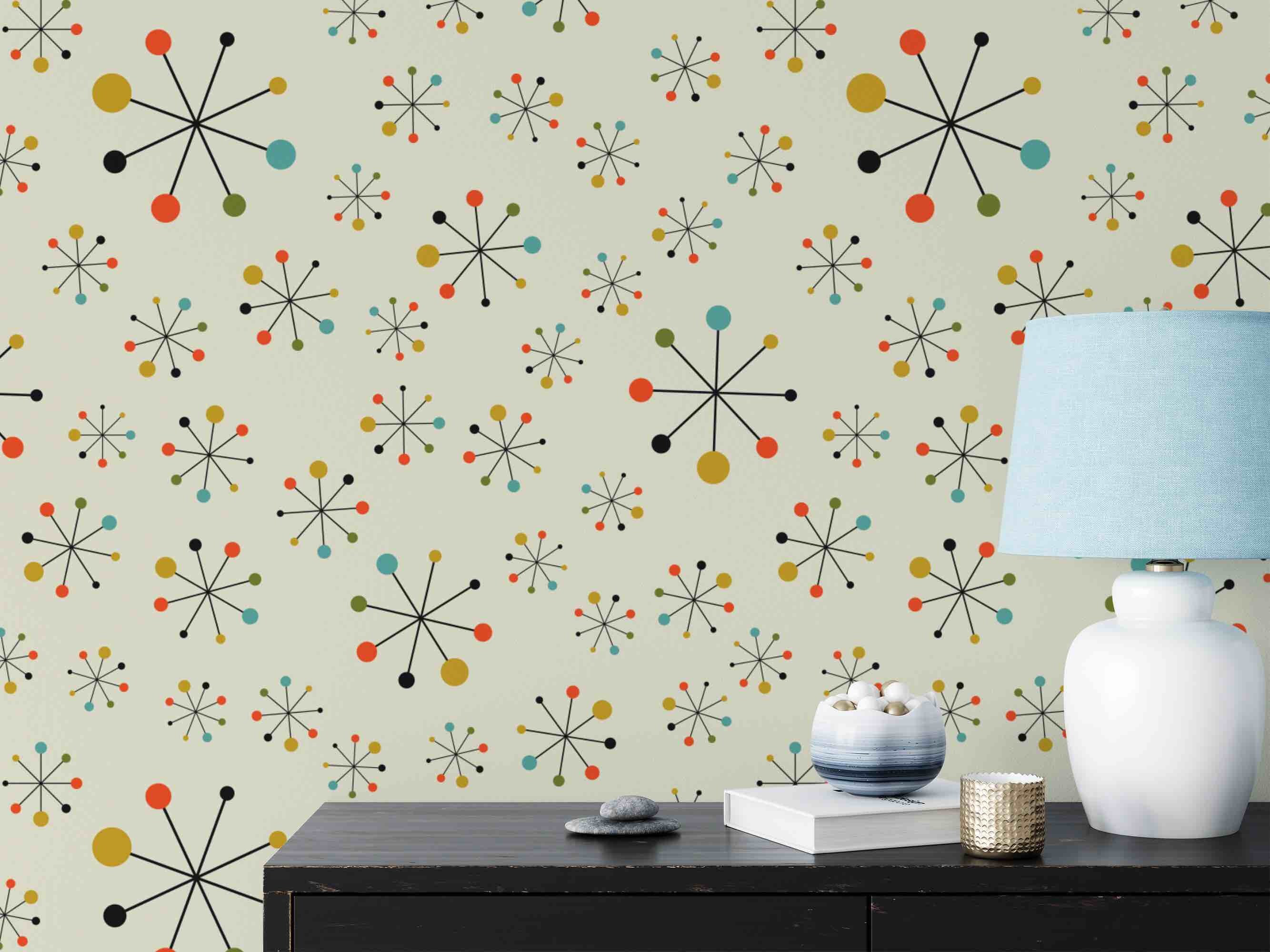 Mid Century Modern Wallpaper Removable Wallpaper Retro | Etsy