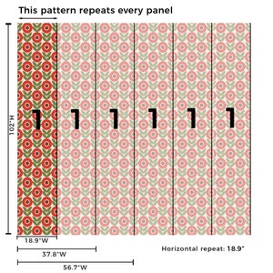 Red Floral Removable Wallpaper: Retro Scandi Peel and Stick - Etsy
