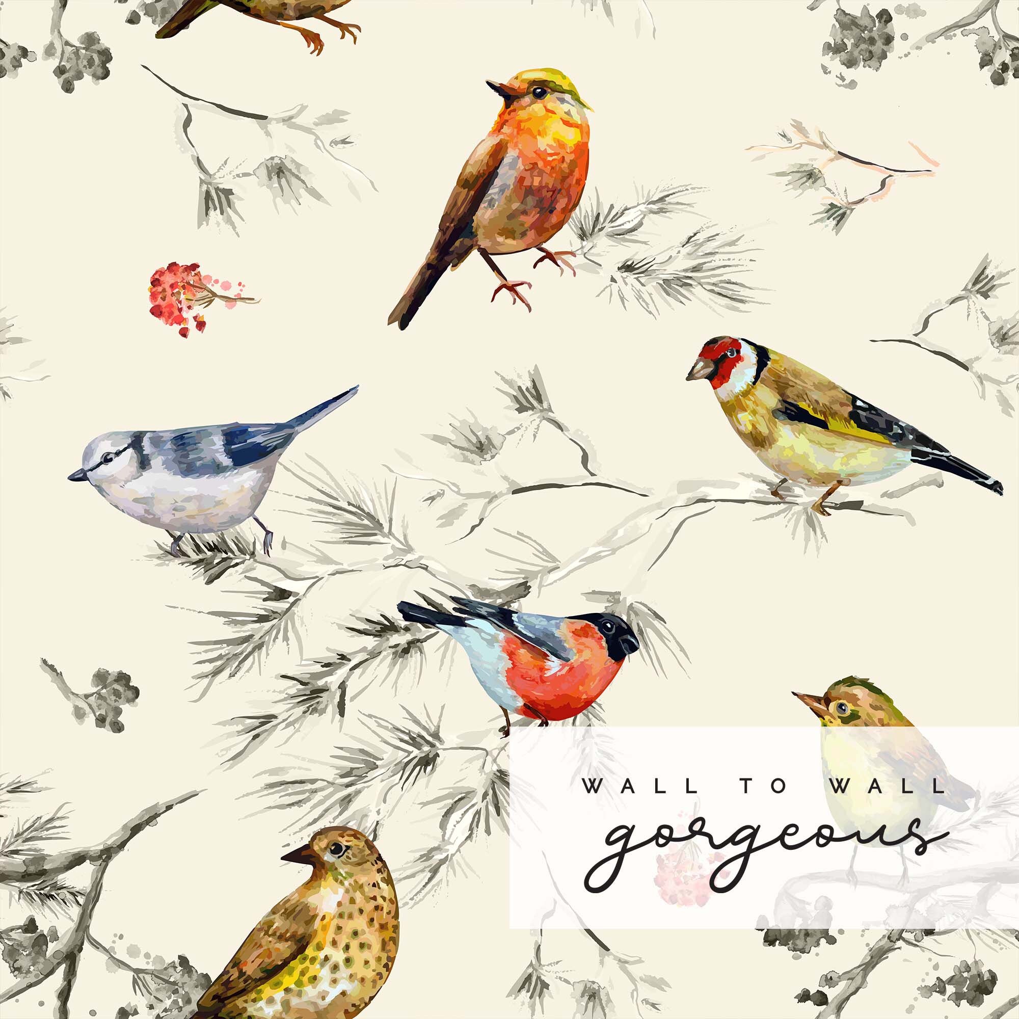 Bird Wallpaper Watercolor Birds Vintage Style Peel and - Etsy