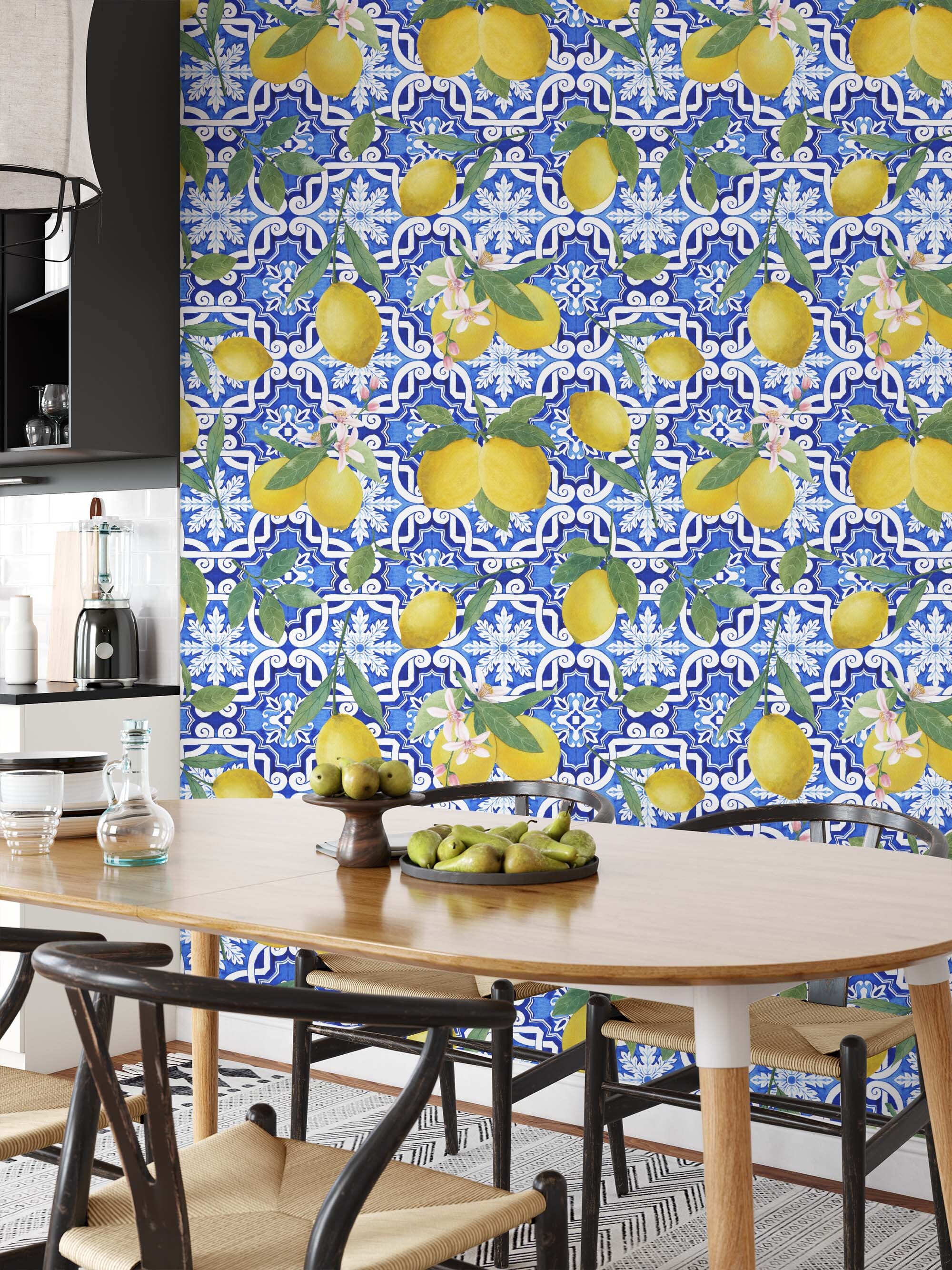 Italian Lemon Wallpaper Removable Wallpaper Watercolor - Etsy