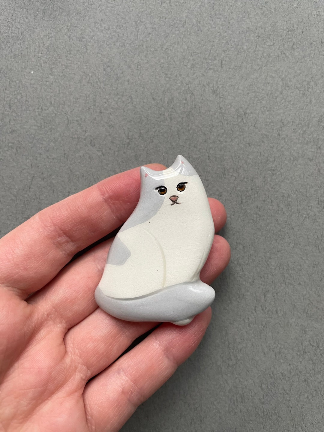 Cat Pin Brooch Ceramic Clay Jewelry. Gift for Cat Owners. - Etsy