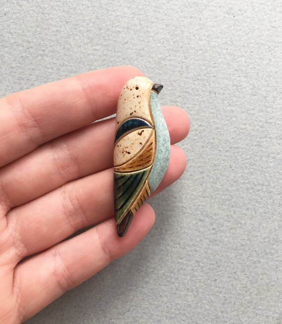 Bird Brooch Handmade Ceramic Pin Clay Jewelry. Gift for | Etsy