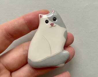 Ceramic Cat Brooch - Etsy