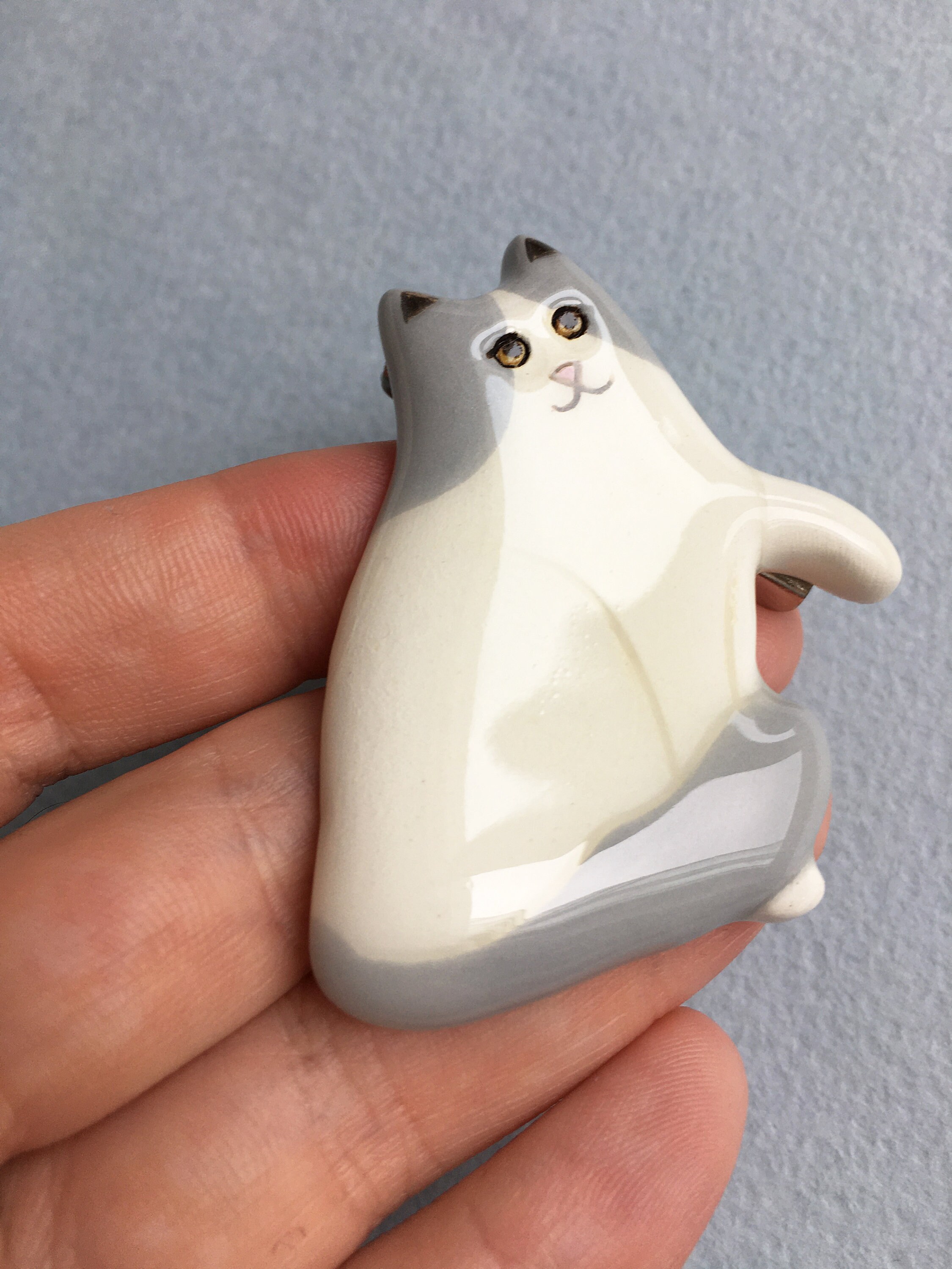 Cat Pin Brooch Ceramic Clay Jewelry. Gift for cat owners. | Etsy